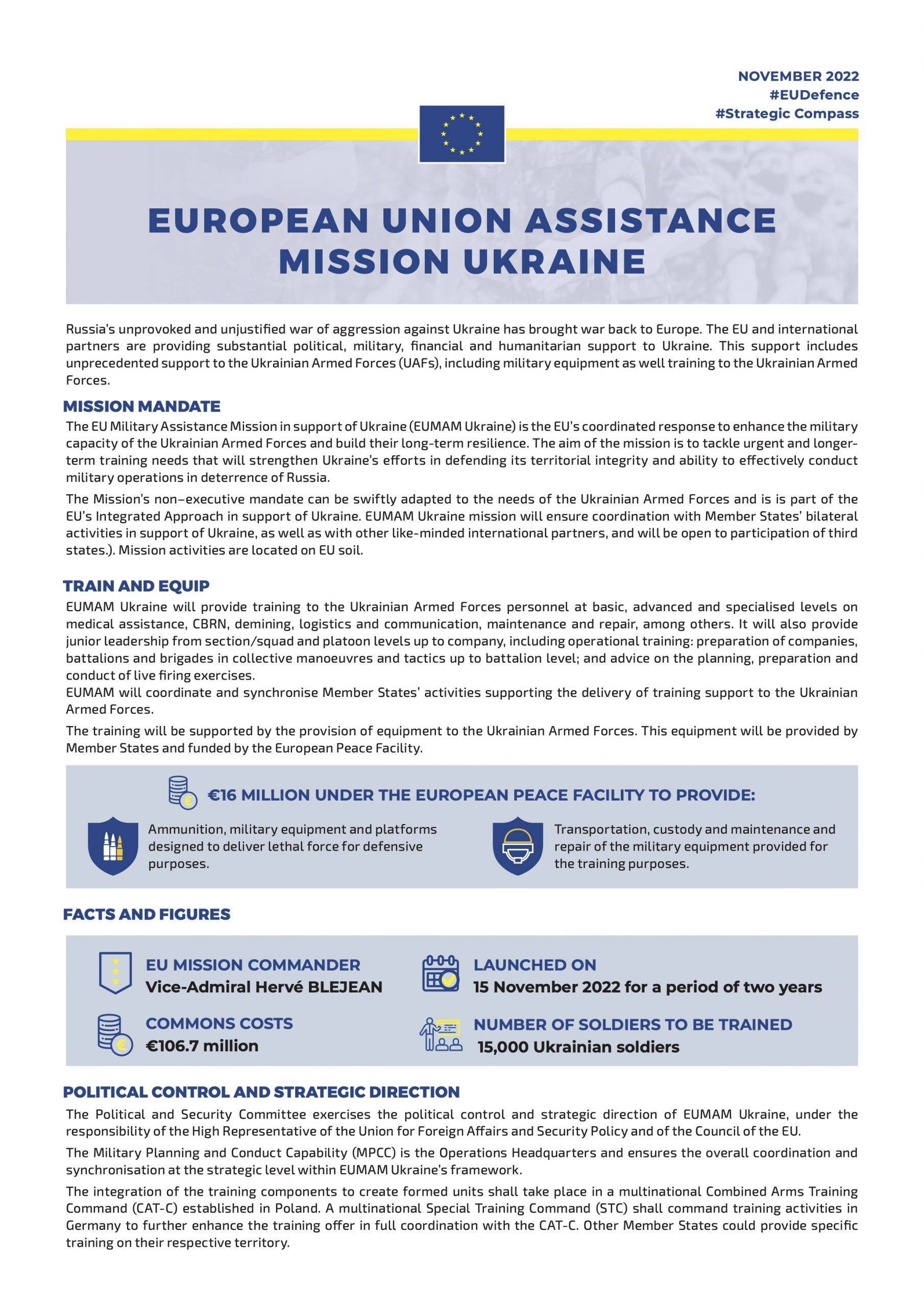 🇺🇦 European Union assistance mission Ukraine (EUMAM UKRAINE)